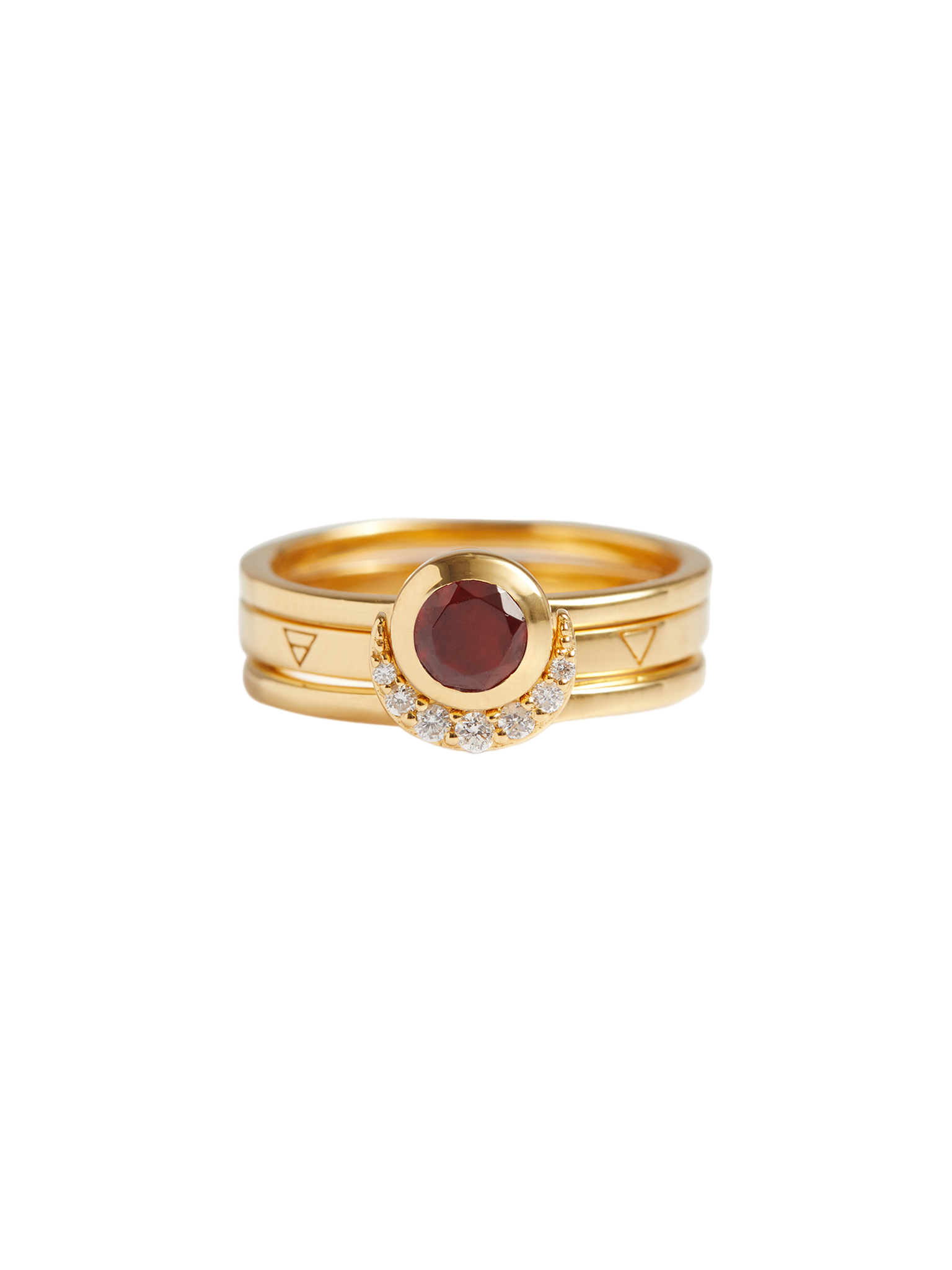 Eclipse Fine Stack Ruby Solid Gold Ring Set by Rachel Entwistle | Finematter